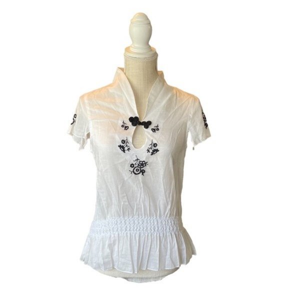 Ruth | Tops | Ruth Embroidered Smocked Waist Peplum Top 4 | Poshmark